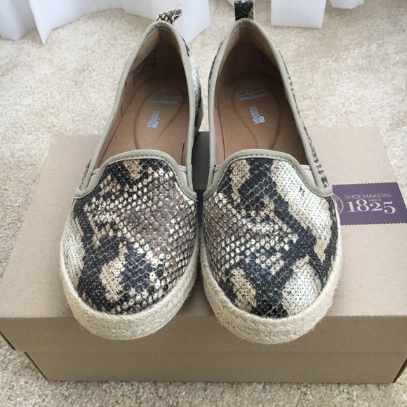 Clarks | Shoes | Clarks Leather Printed Espadrilles | Poshmark